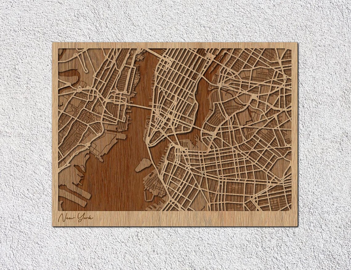 3D Multilayered New York Map SVG Files Template, Laser Cut Files ...