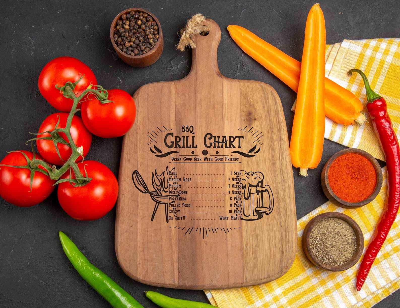 Bbq Grill Chart Svg File| Grillmaster| Cutting Board SVG| Cricut| Cut ...