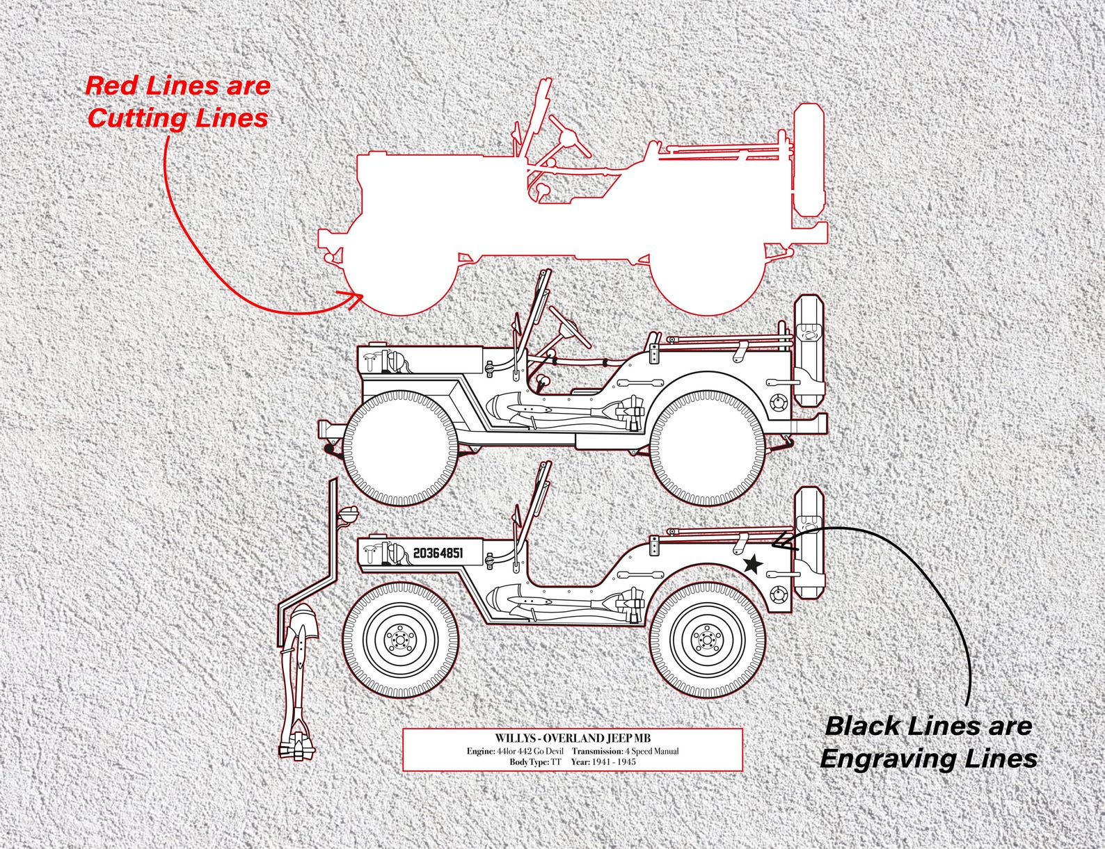 4 Layer Laser Cut Old Jeep / 3D Laser Cutting File / Laser Cutting Car ...