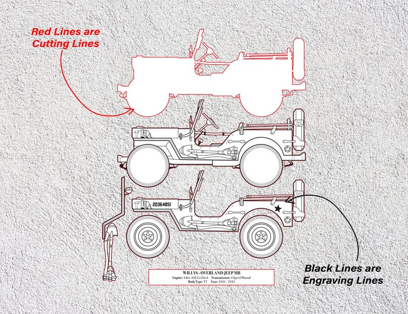 4 Layer Laser Cut Old Jeep / 3D Laser Cutting File / Laser Cutting Car ...