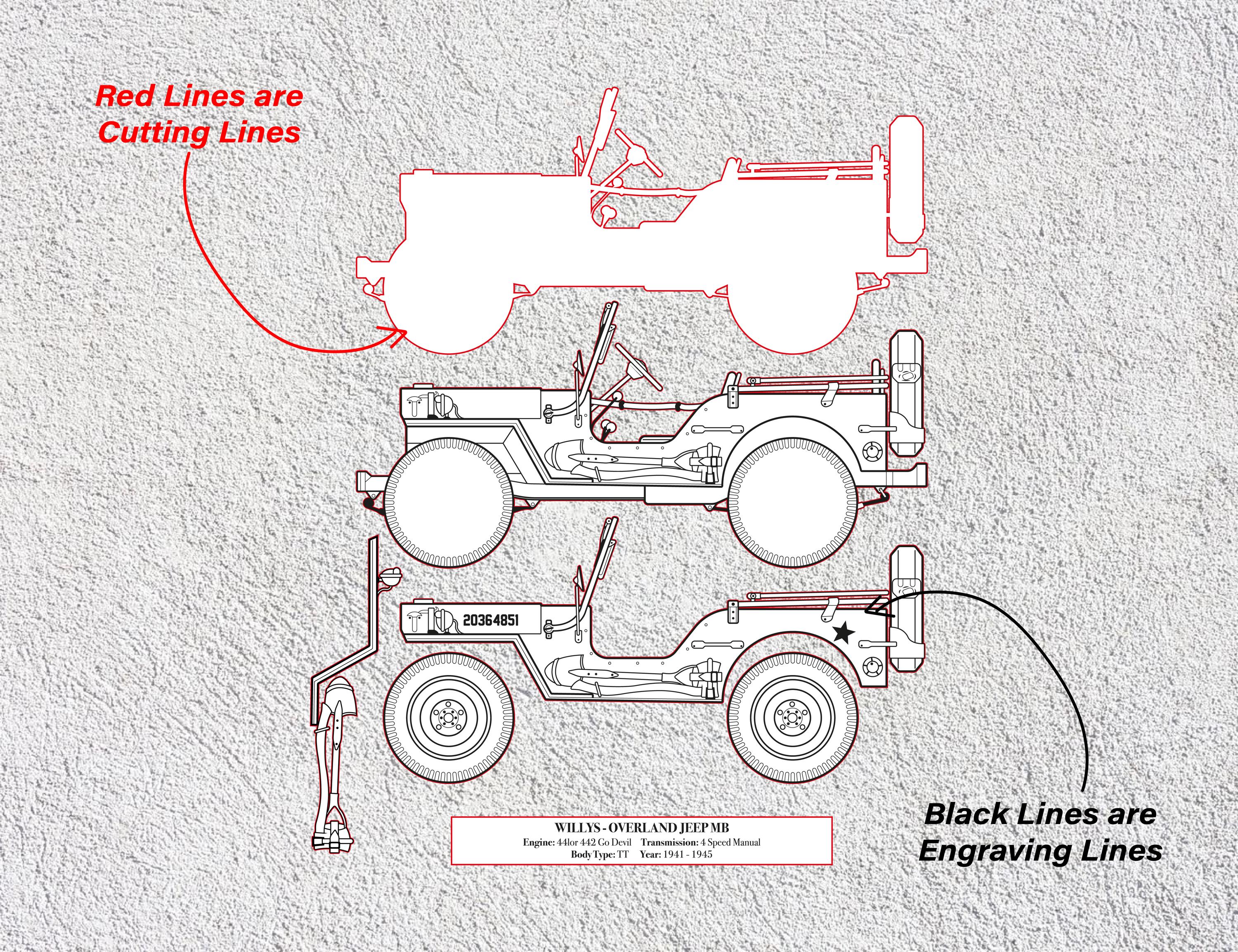 4 Layer Laser Cut Old Jeep / 3D Laser Cutting File / Laser Cutting Car ...