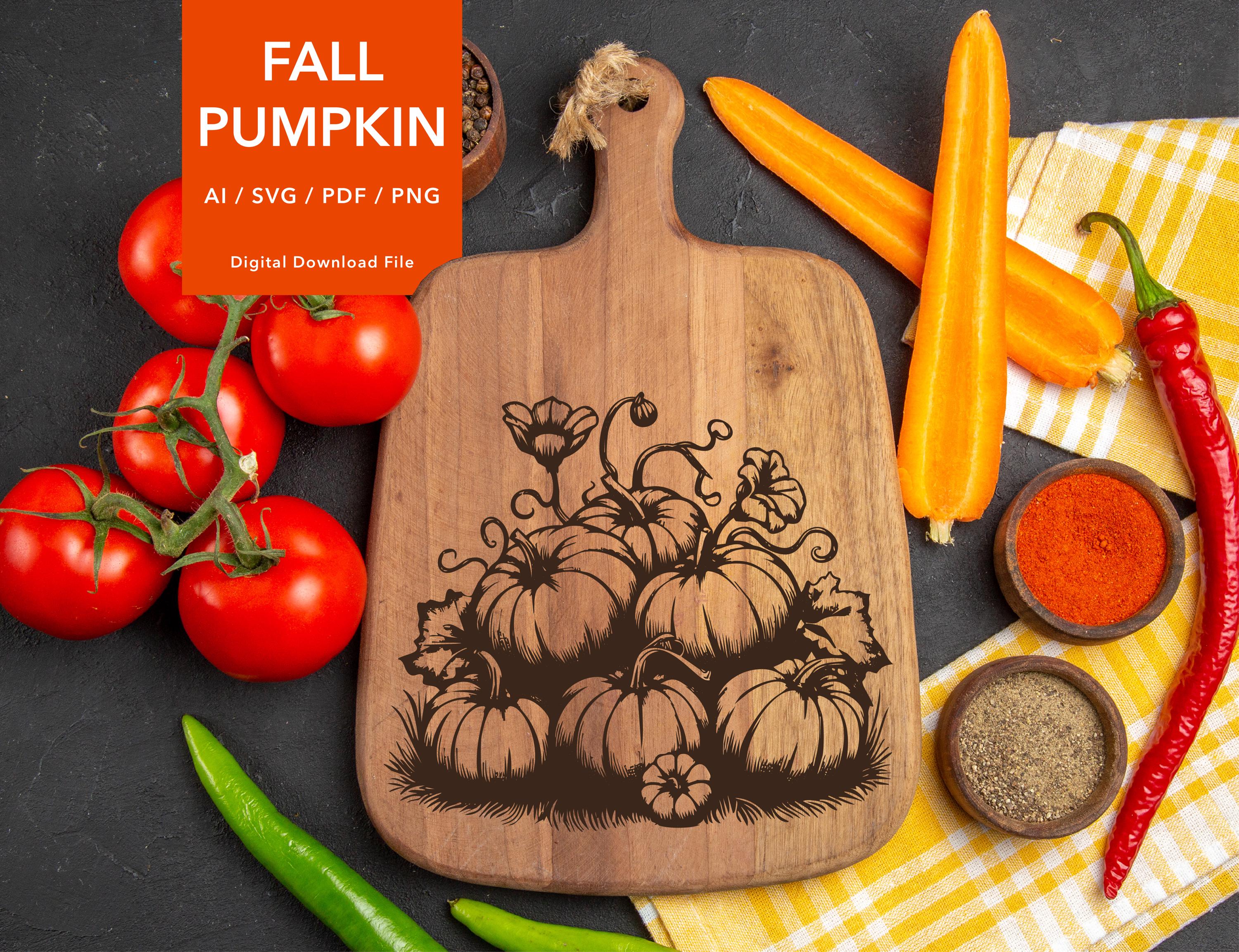 Fall Pumpkin Charcuterie Board SVG, Cottagecore Cutting Board Digital ...