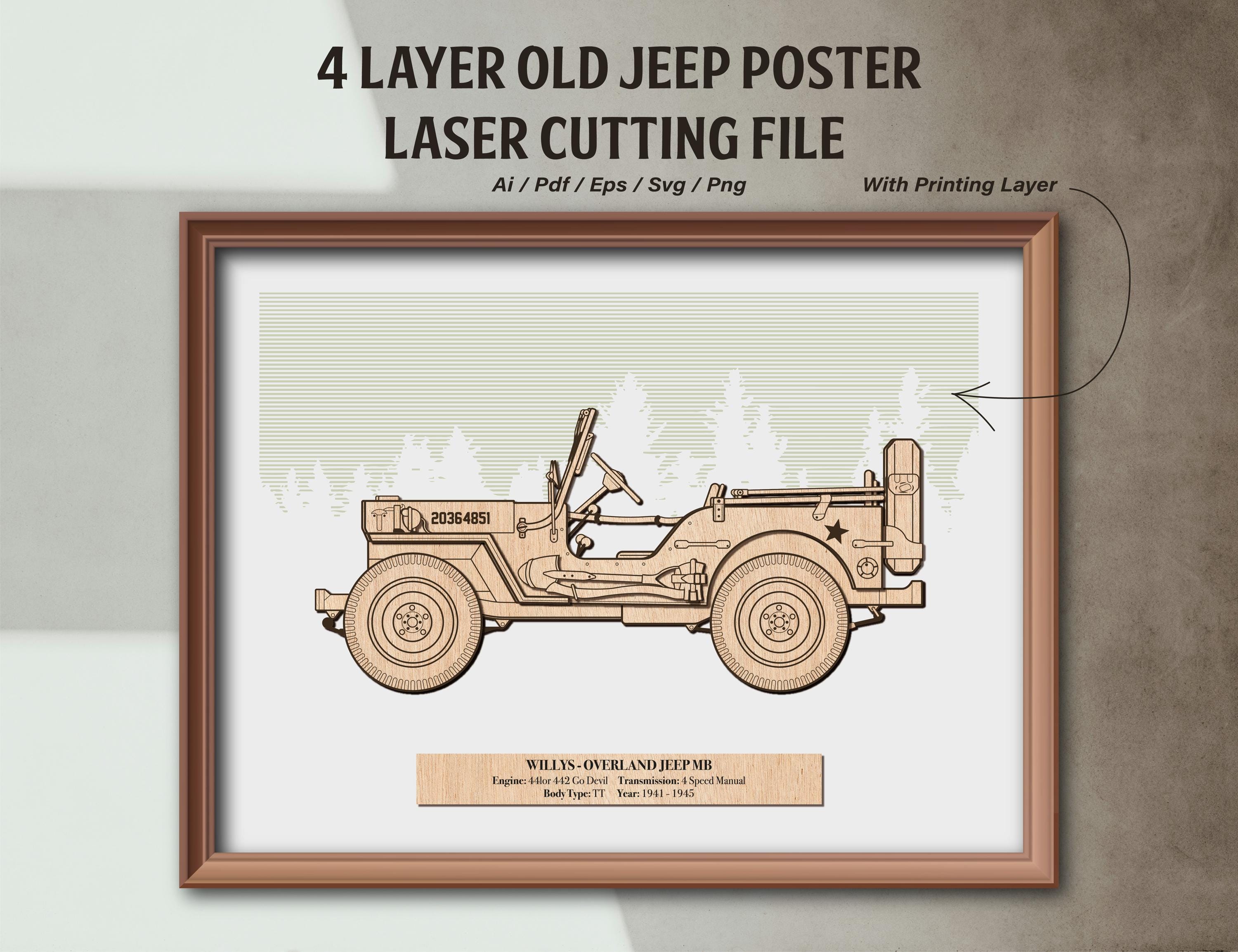 4 Layer Laser Cut Old Jeep / 3D Laser Cutting File / Laser Cutting Car ...