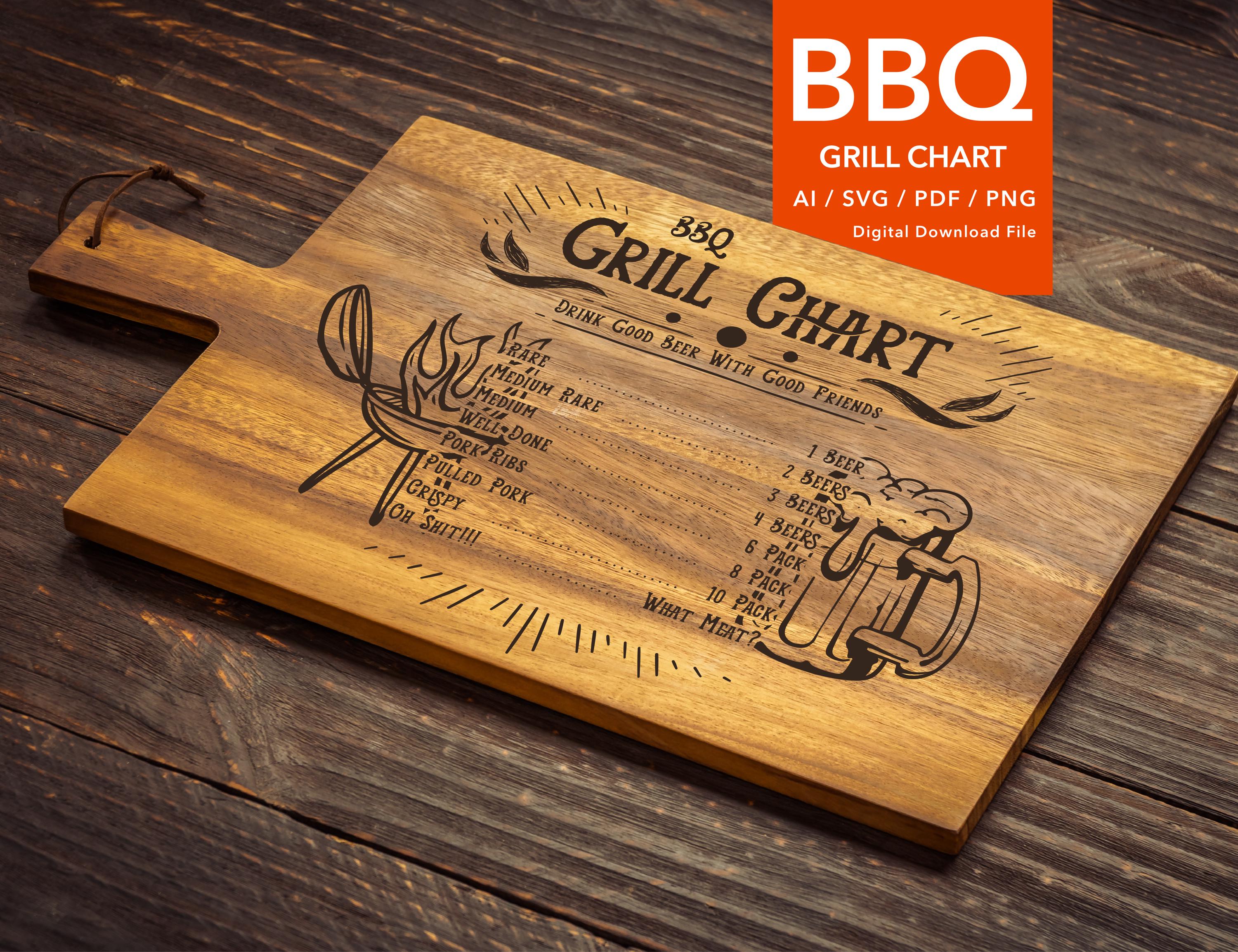 Bbq Grill Chart Svg File| Grillmaster| Cutting Board SVG| Cricut| Cut ...