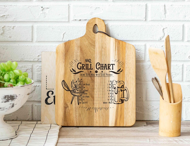 Bbq Grill Chart Svg File| Grillmaster| Cutting Board SVG| Cricut| Cut ...