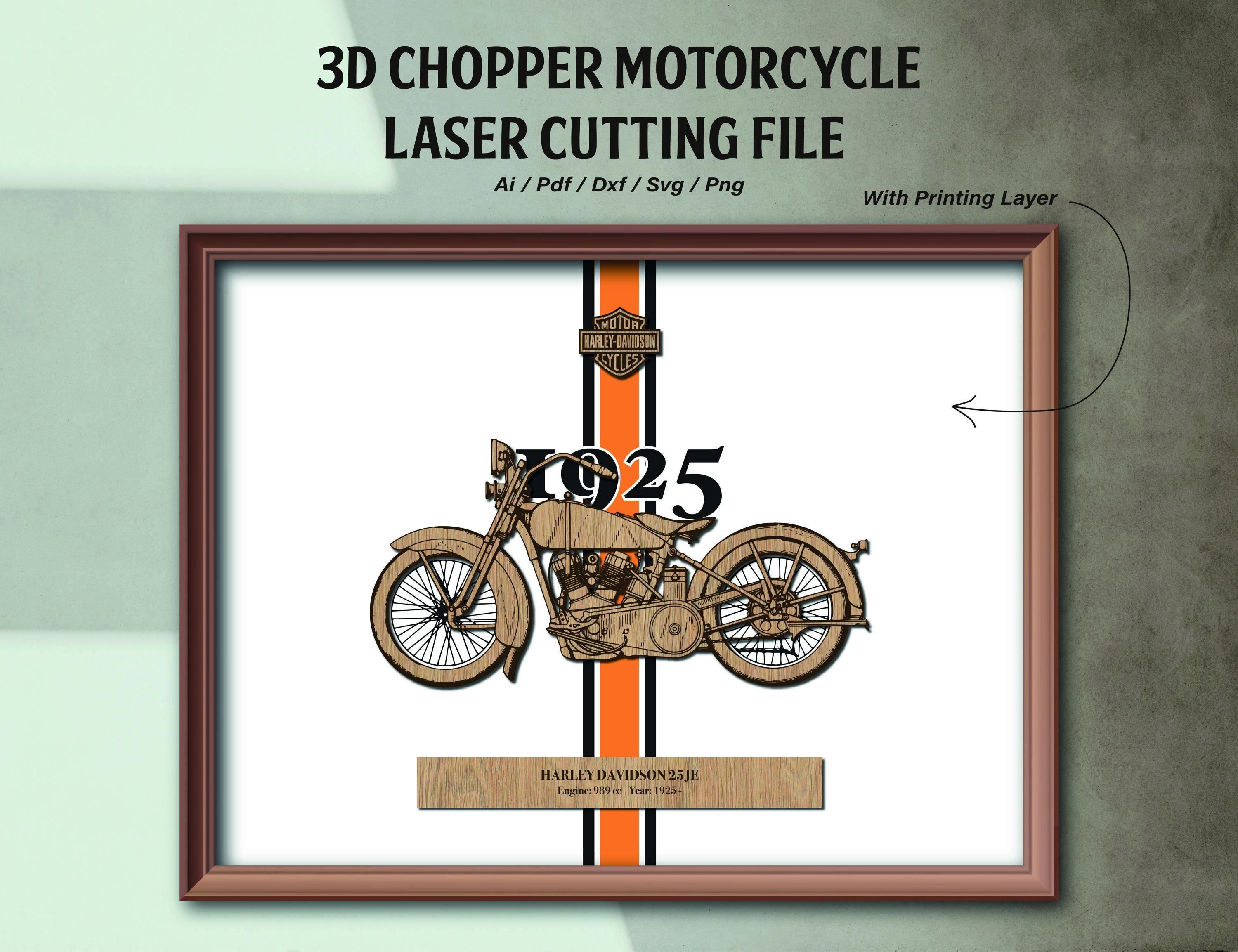 Laser Cut Old Chopper Motorcycle / 3D Laser Cutting File / Laser ...