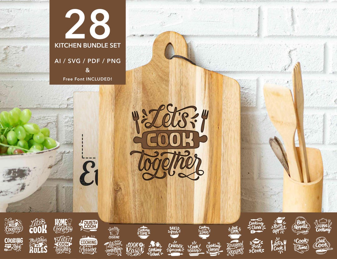 Laser Cut Kitchen Bundle SVG | CNC Files | Engraving SVG Design | Laser ...