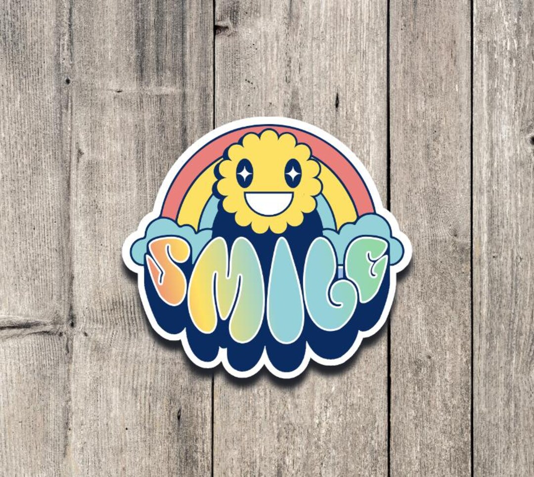Smiley Face Sticker for Water Bottle Rainbow Sticker for Car Positive ...