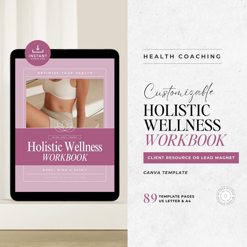 Holistic Wellness Workbook, Mind Body Spirit Digital Download for ...