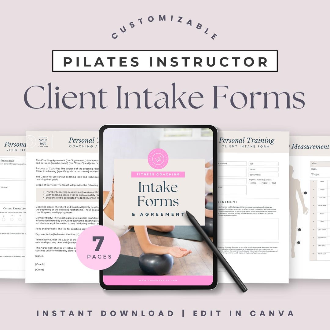 Pilates Instructor Personal Trainer Client Intake Forms, Customizable ...