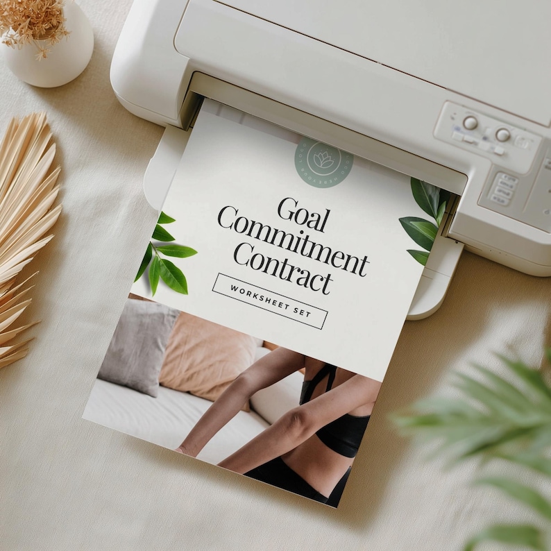 Editable Goal Commitment Contract Worksheet Canva Template for Health ...