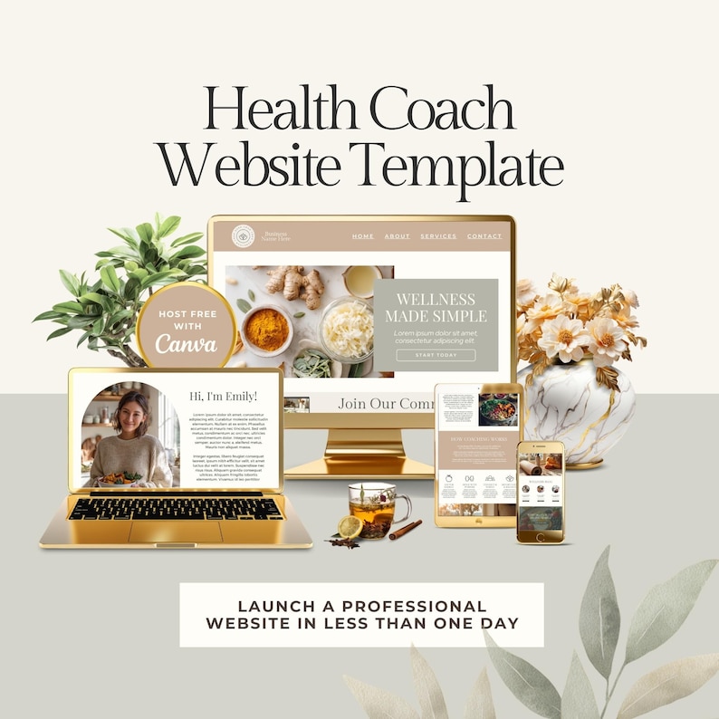 Health Coach Website Template | Wellness Website Canva Design for ...