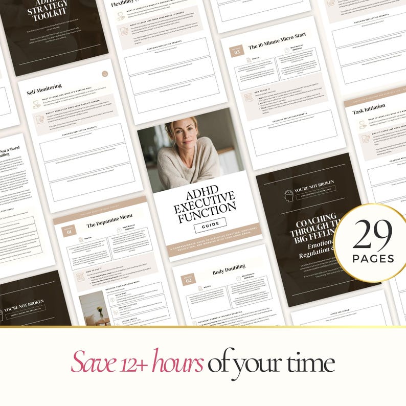 ADHD Executive Function Guide Workbook Canva Template for Coaches ...
