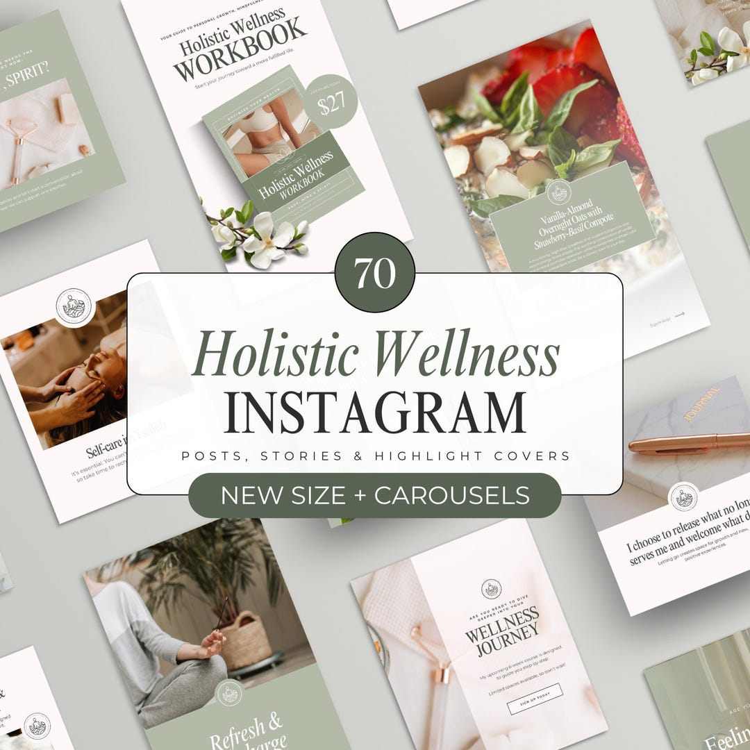 70 Holistic Wellness Instagram Templates, Self-care Coaching Canva ...