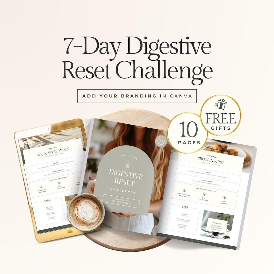 7 Day Digestive Reset Challenge Canva Template for Nutrition & Gut ...
