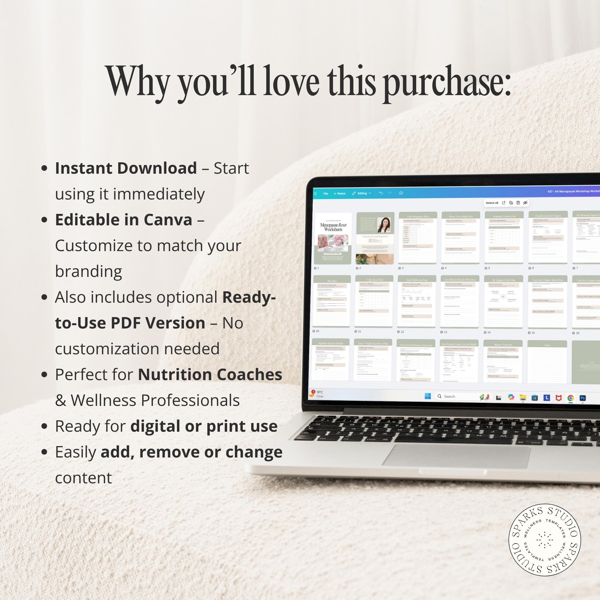 Menopause Worksheets - Canva Templates - Hormone Health - Symptom ...