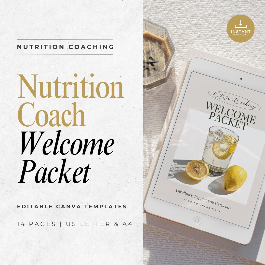 Nutrition Coach Welcome Packet, Editable Canva Template, Health ...