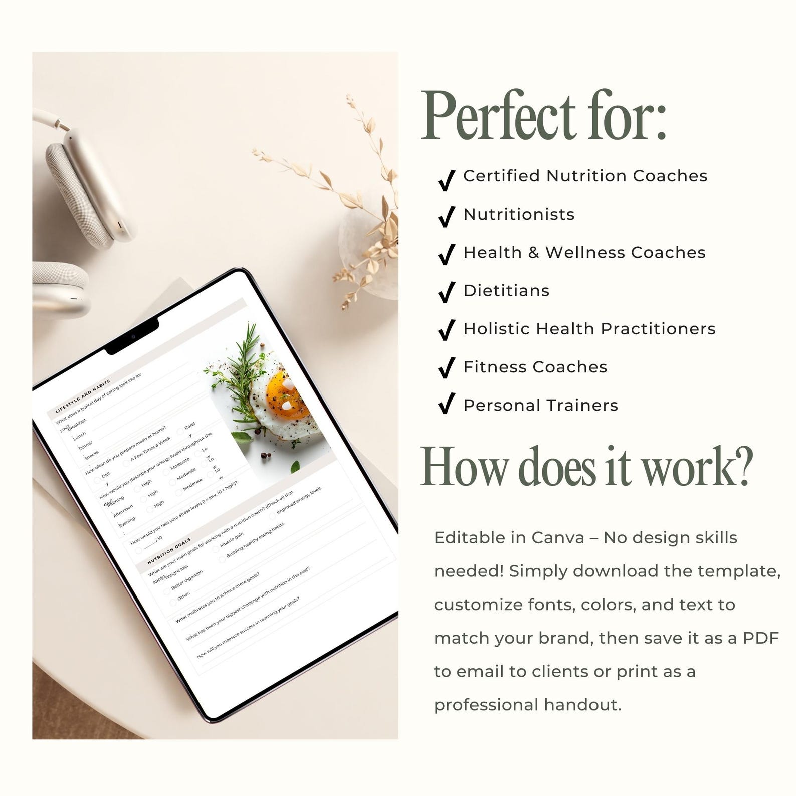 Nutrition Coach Intake Form Client Questionnaire, Health Coach ...