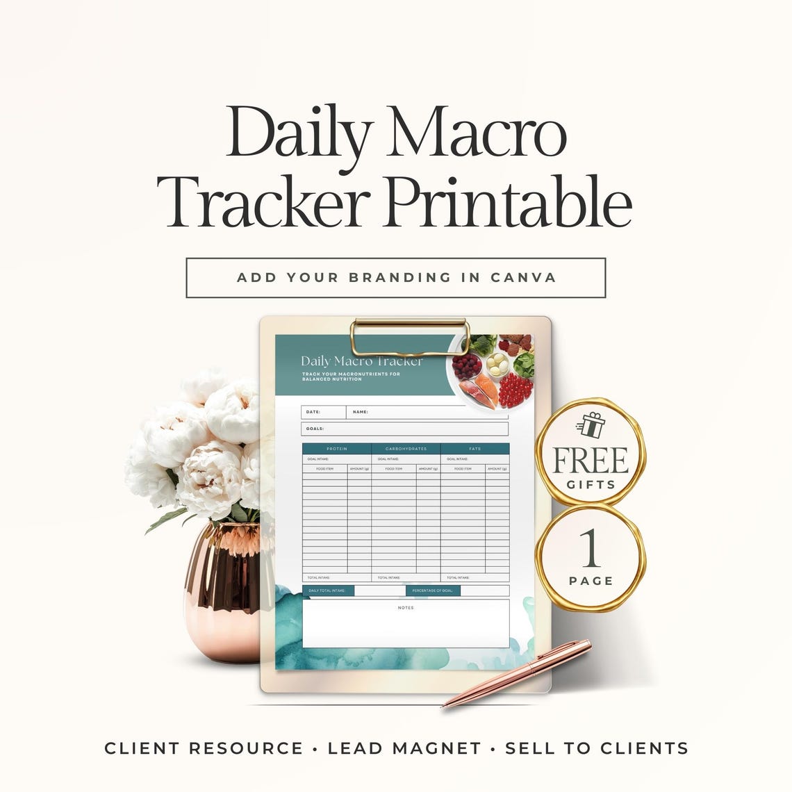 Daily Macro Tracker Canva Template, Editable Nutrition Tracker for ...