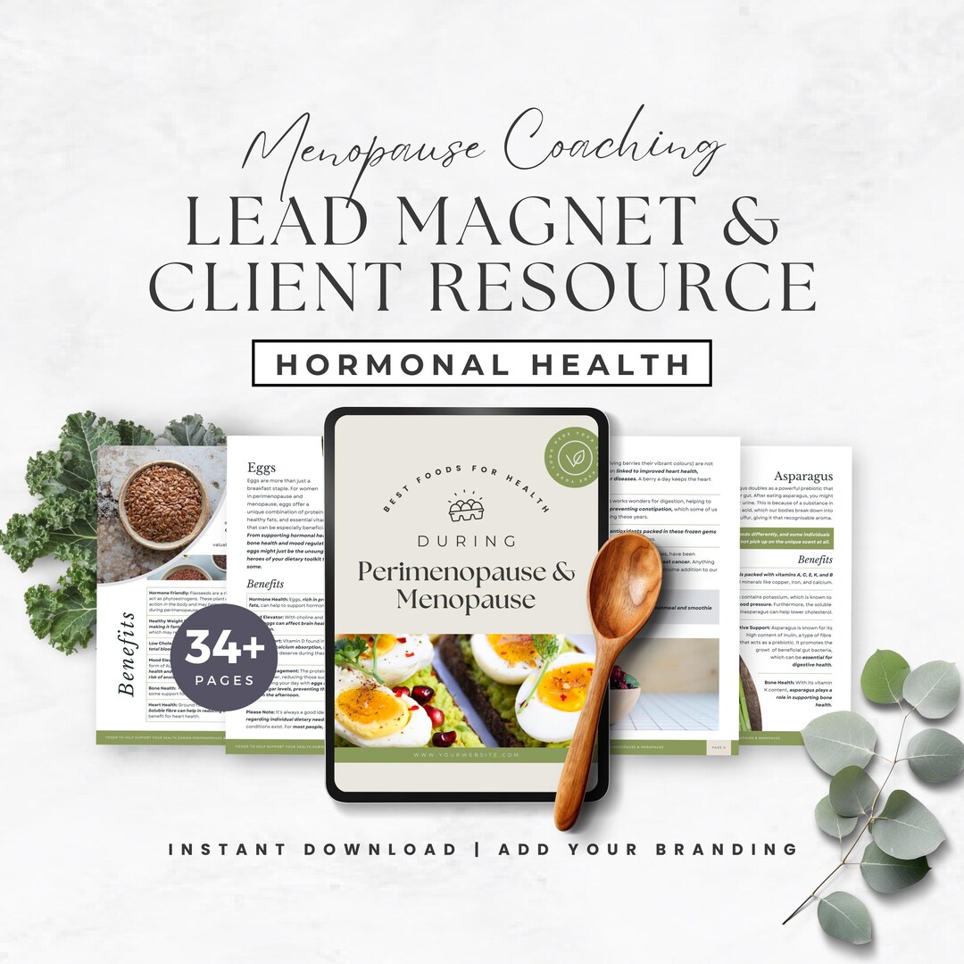 Perimenopause Menopause Coach Nutrition Guide Template, Hormone Balance Health Resource for ...