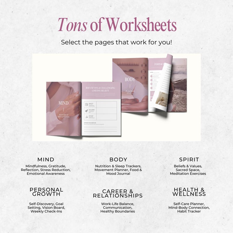 Holistic Wellness Workbook, Mind Body Spirit Digital Download for ...