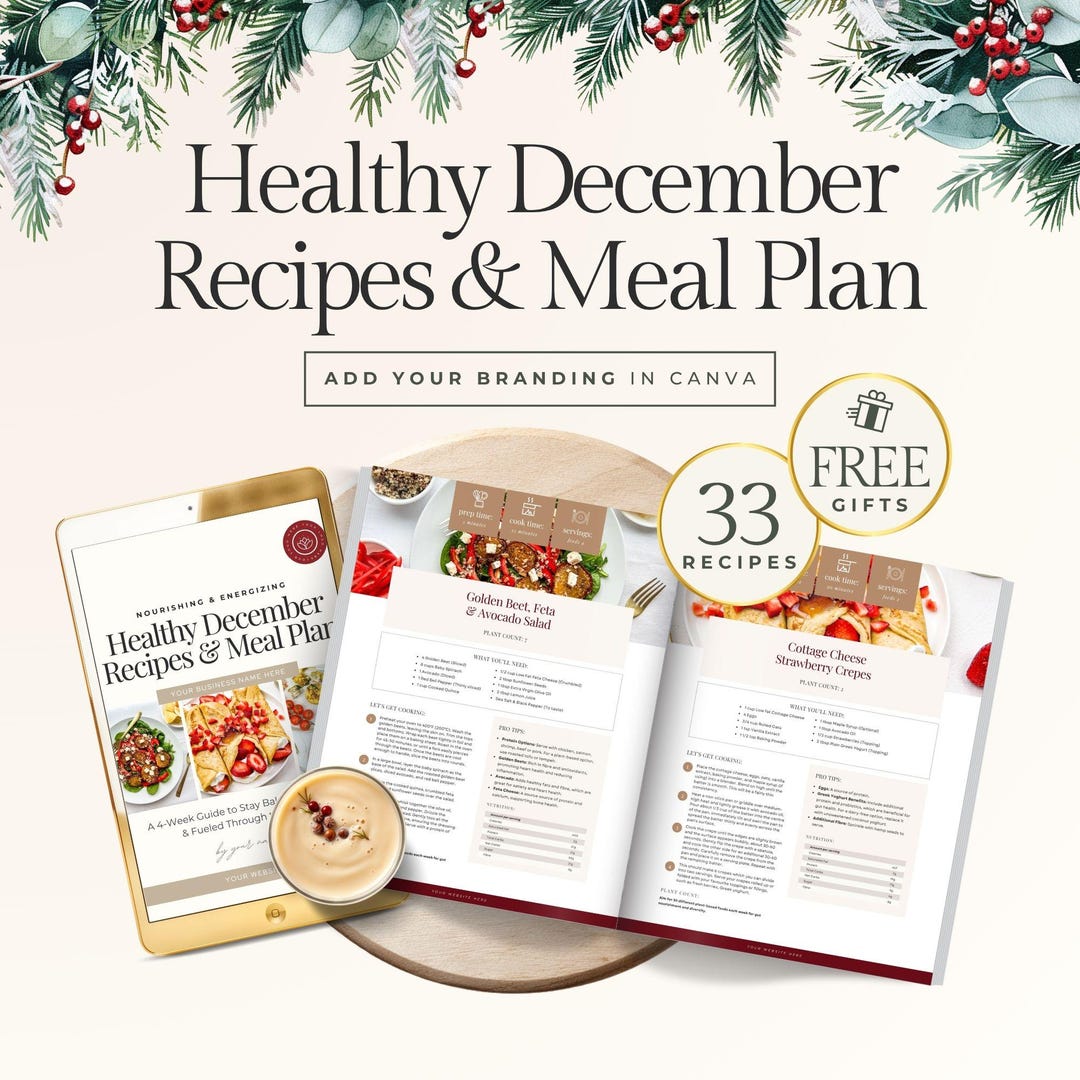 Healthy Holiday Meal Plan & Recipe Book Canva Template, Holistic ...