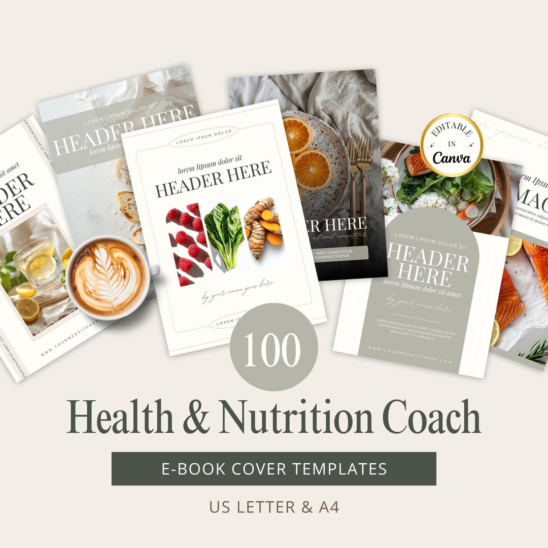 100 Health & Nutrition Coach Ebook Cover Canva Templates, Health ...