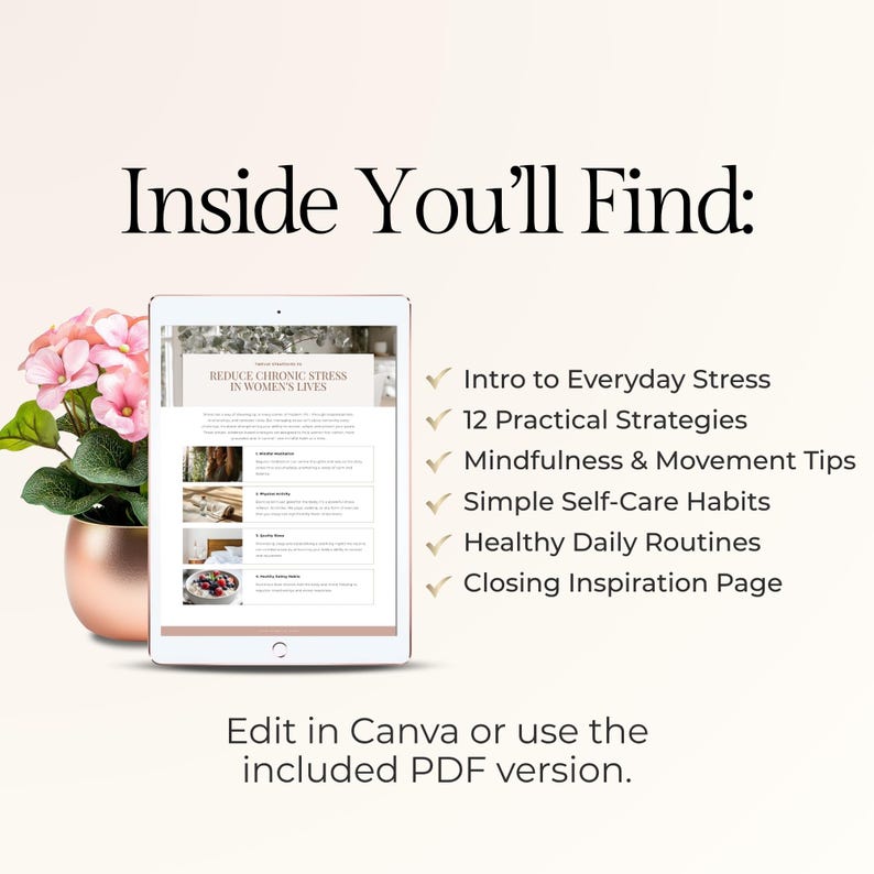 Women’s Stress Relief Guide Canva Template | Editable Wellness Ebook ...