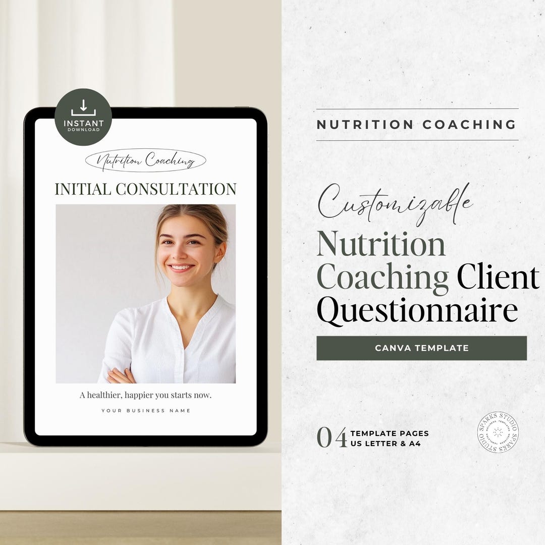 Nutrition Coach Intake Form Client Questionnaire, Health Coach ...