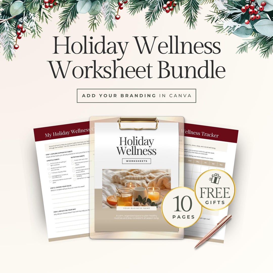 Holiday Wellness Worksheets, Self-care Healthy Habits Planner for ...