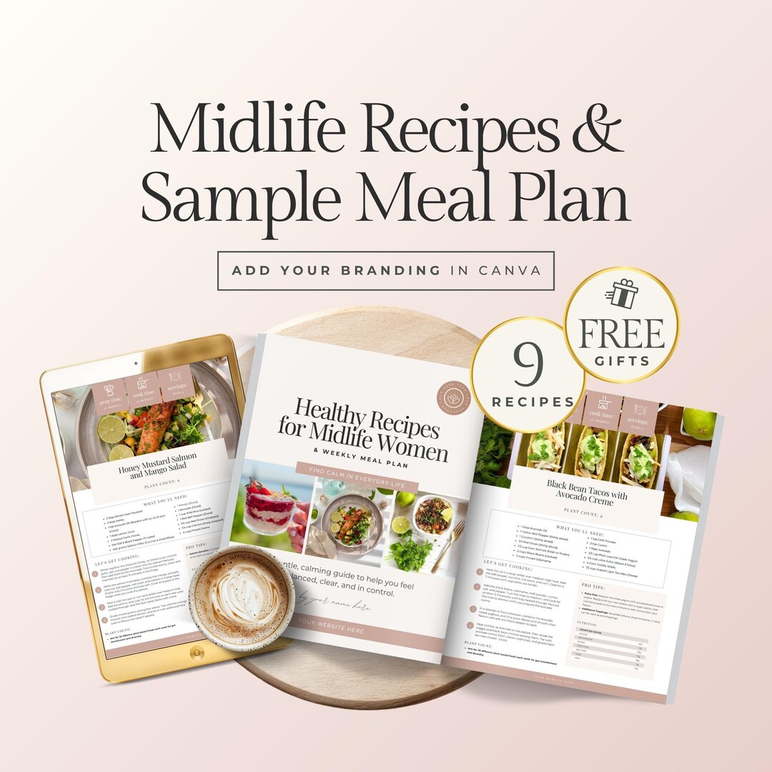 Midlife Recipes & Weekly Meal Plan Canva Template | Menopause Nutrition ...