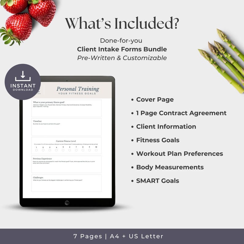Female Personal Trainer Client Intake Forms Bundle, Customizable ...