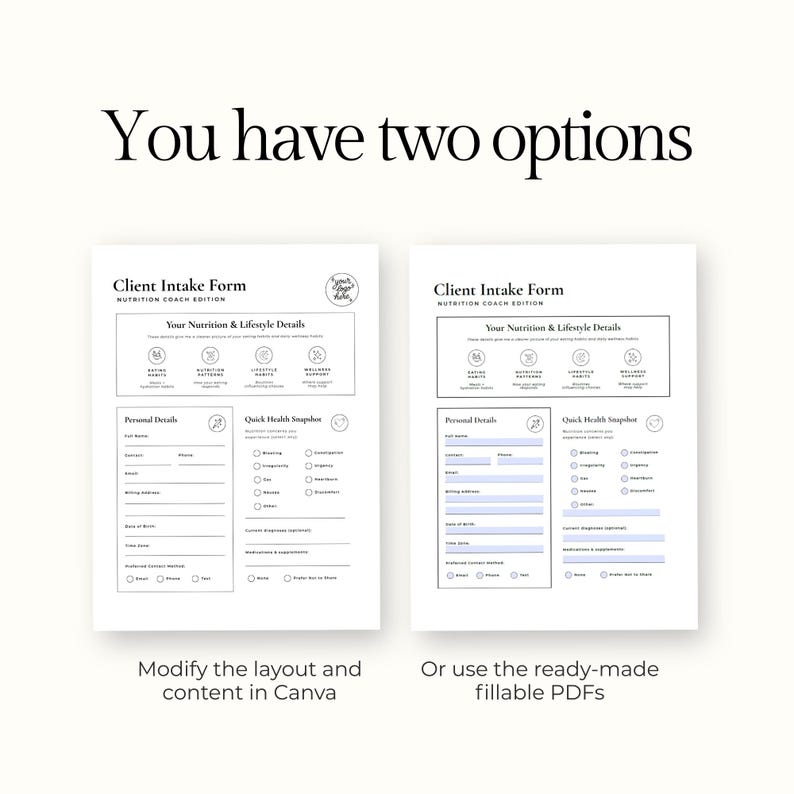 Client Intake Form for Nutrition Coaches | Editable Canva Template ...