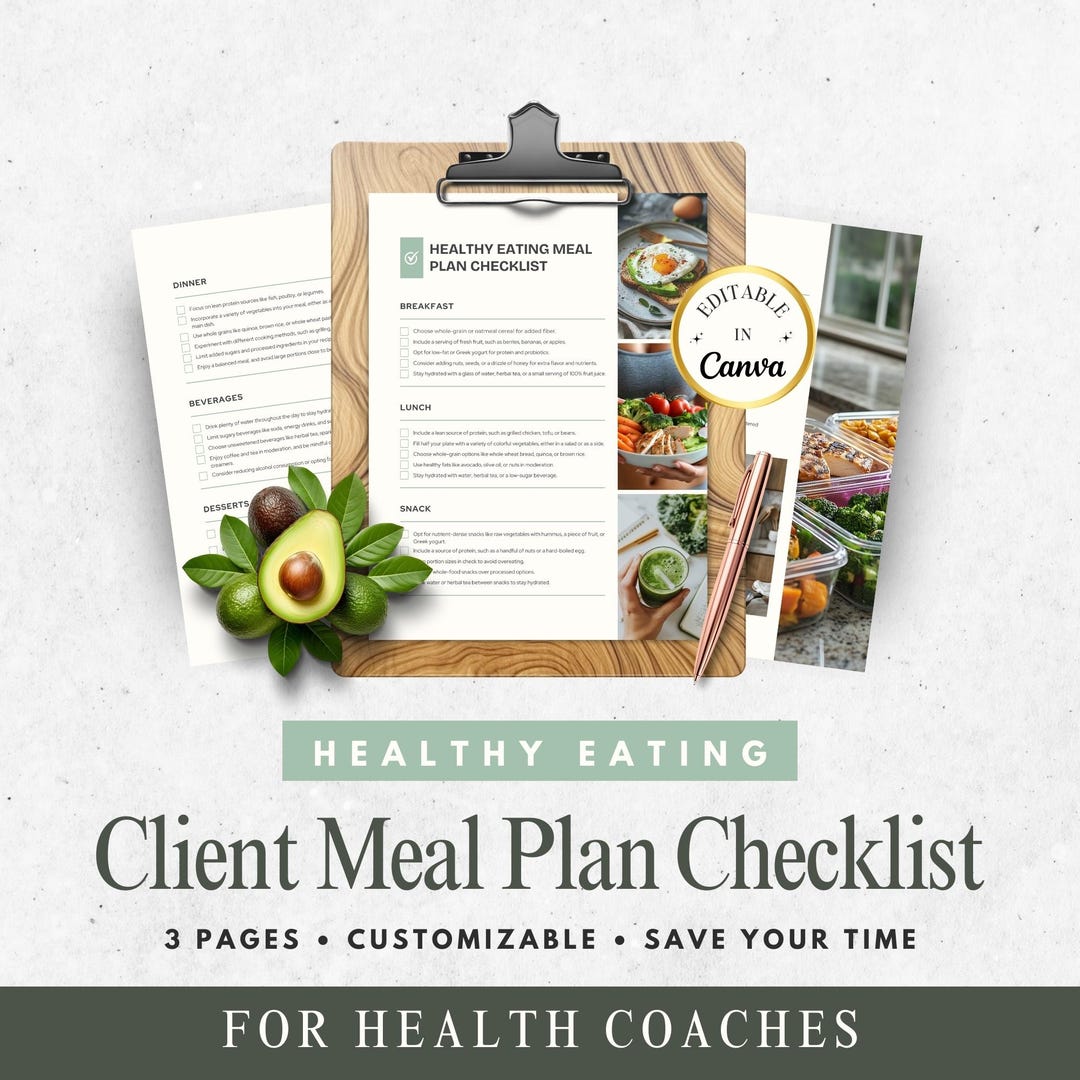 Meal Planner Checklist Canva Template – Instant Download Client ...