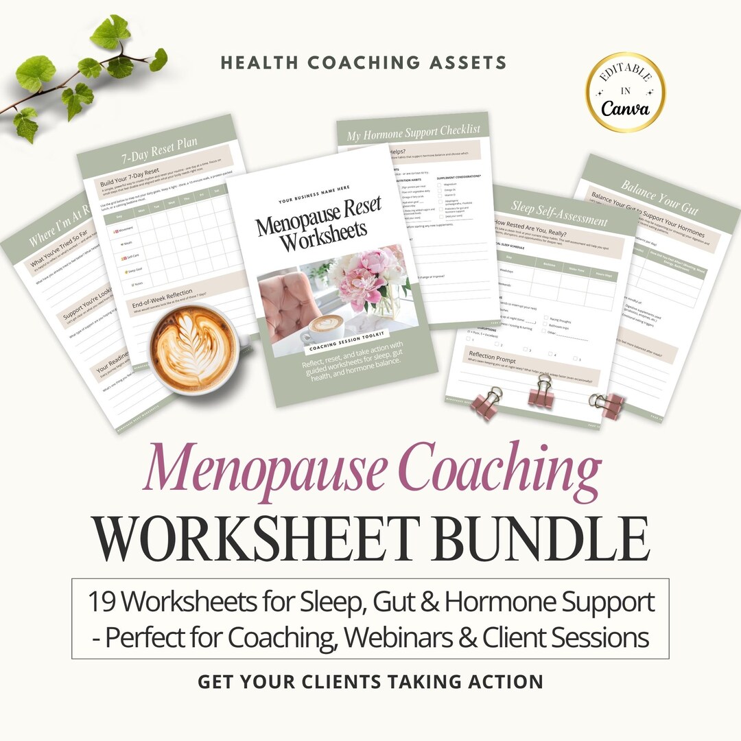 Menopause Worksheets - Canva Templates - Hormone Health - Symptom ...