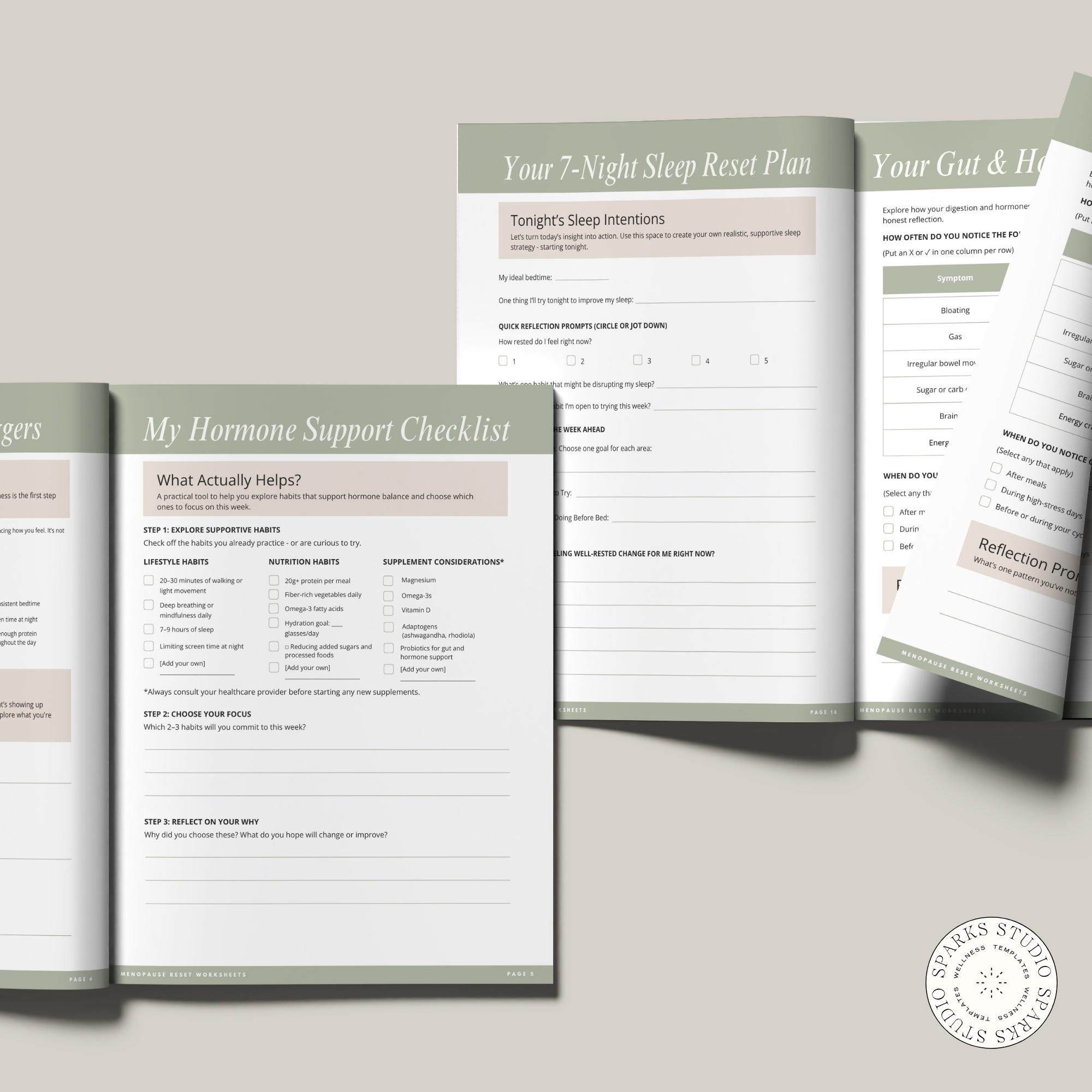 Menopause Worksheets - Canva Templates - Hormone Health - Symptom ...