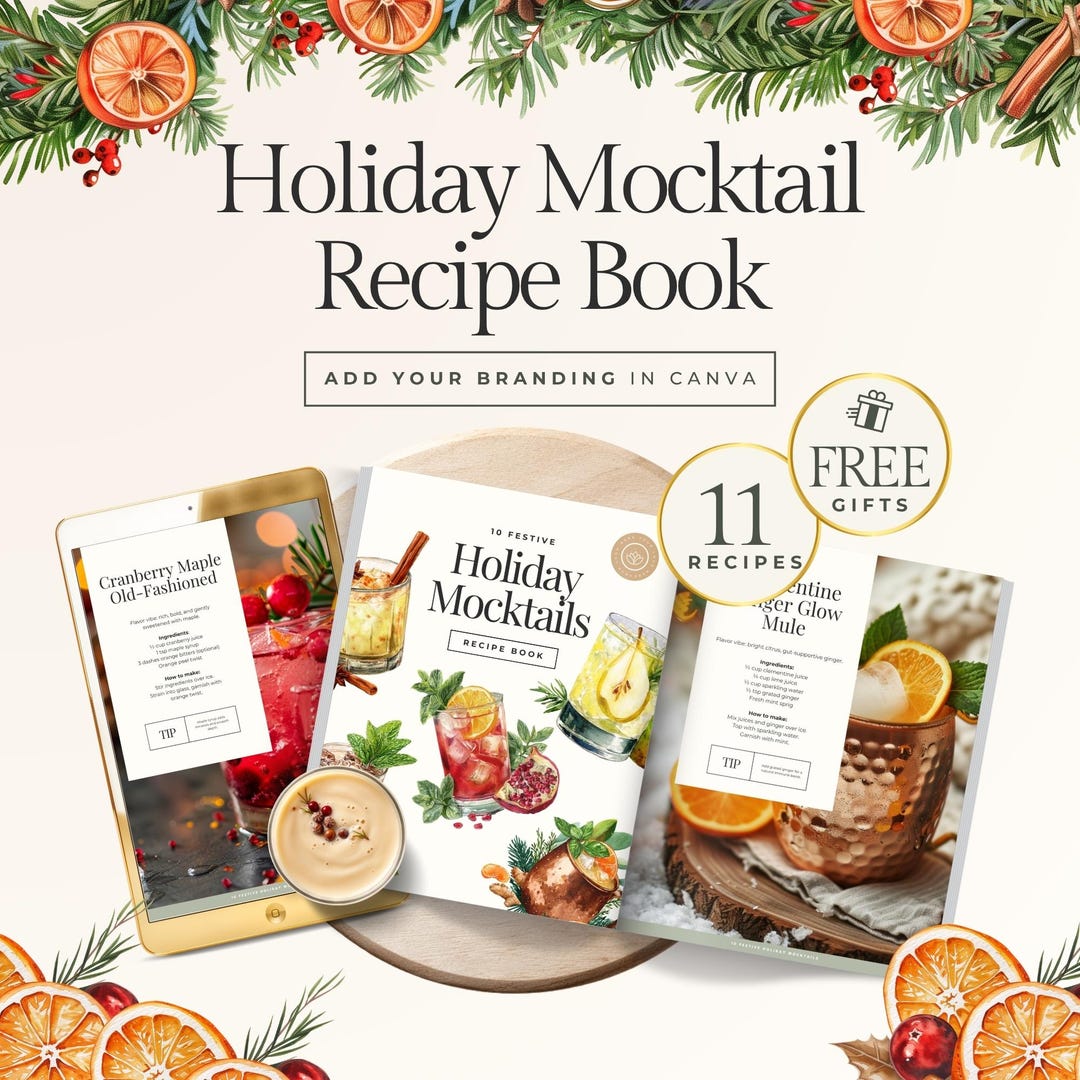 Editable Holiday Mocktail Ebook Template | Healthy Holiday Content for ...