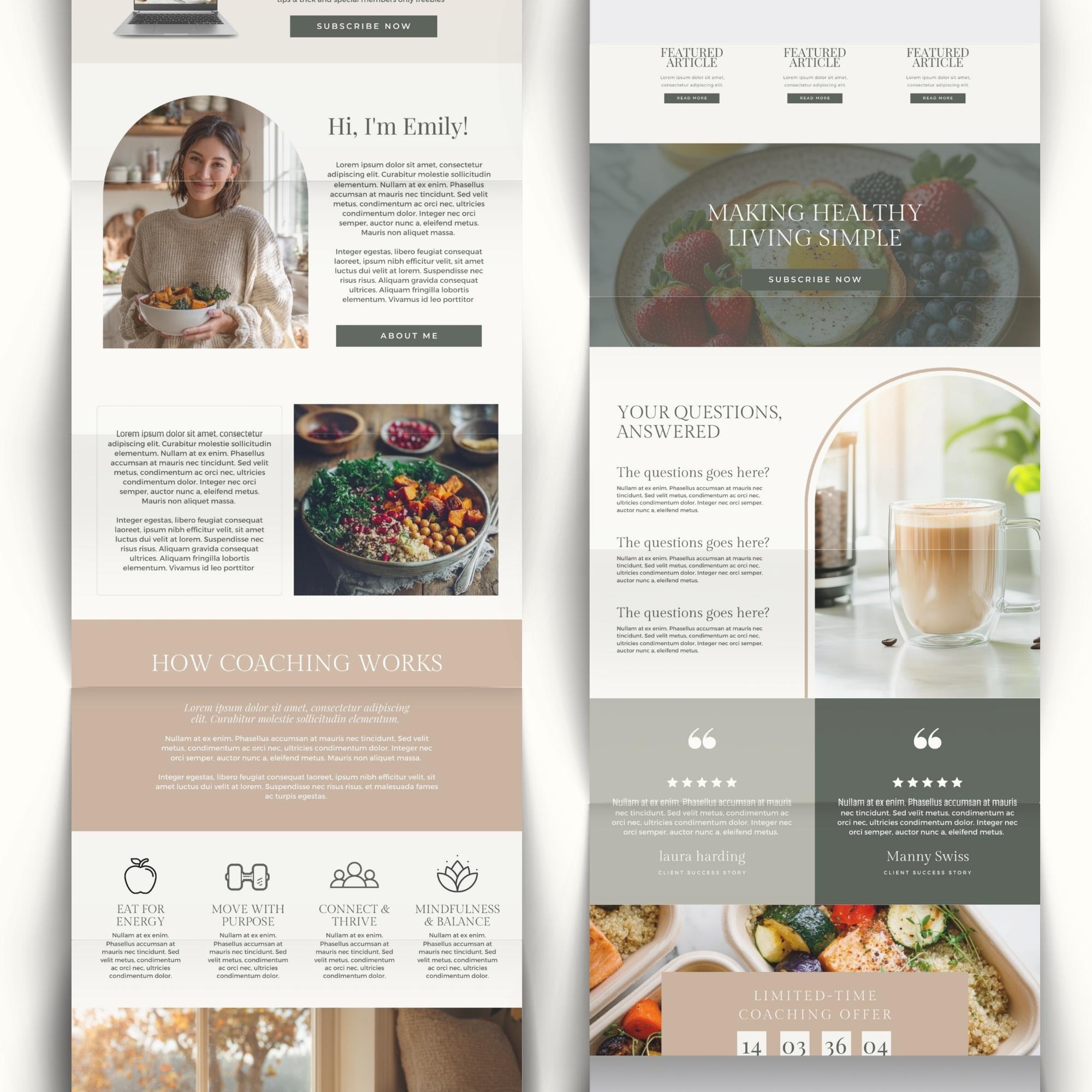 Health Coach Website Template | Wellness Website Canva Design for ...