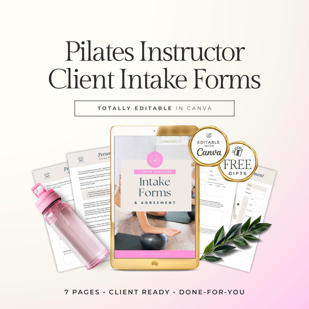 Pilates Instructor Client Intake Forms Canva Template, Fitness Coach ...