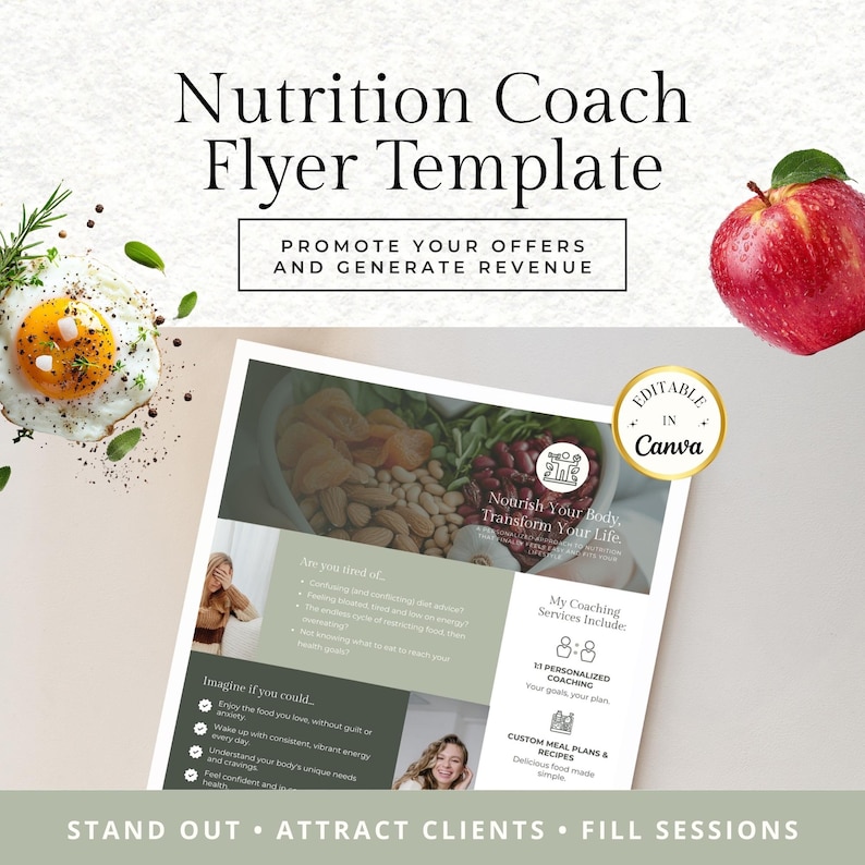 Nutrition Coach Canva Flyer Template, Nutrition Coach Flyer, Health ...