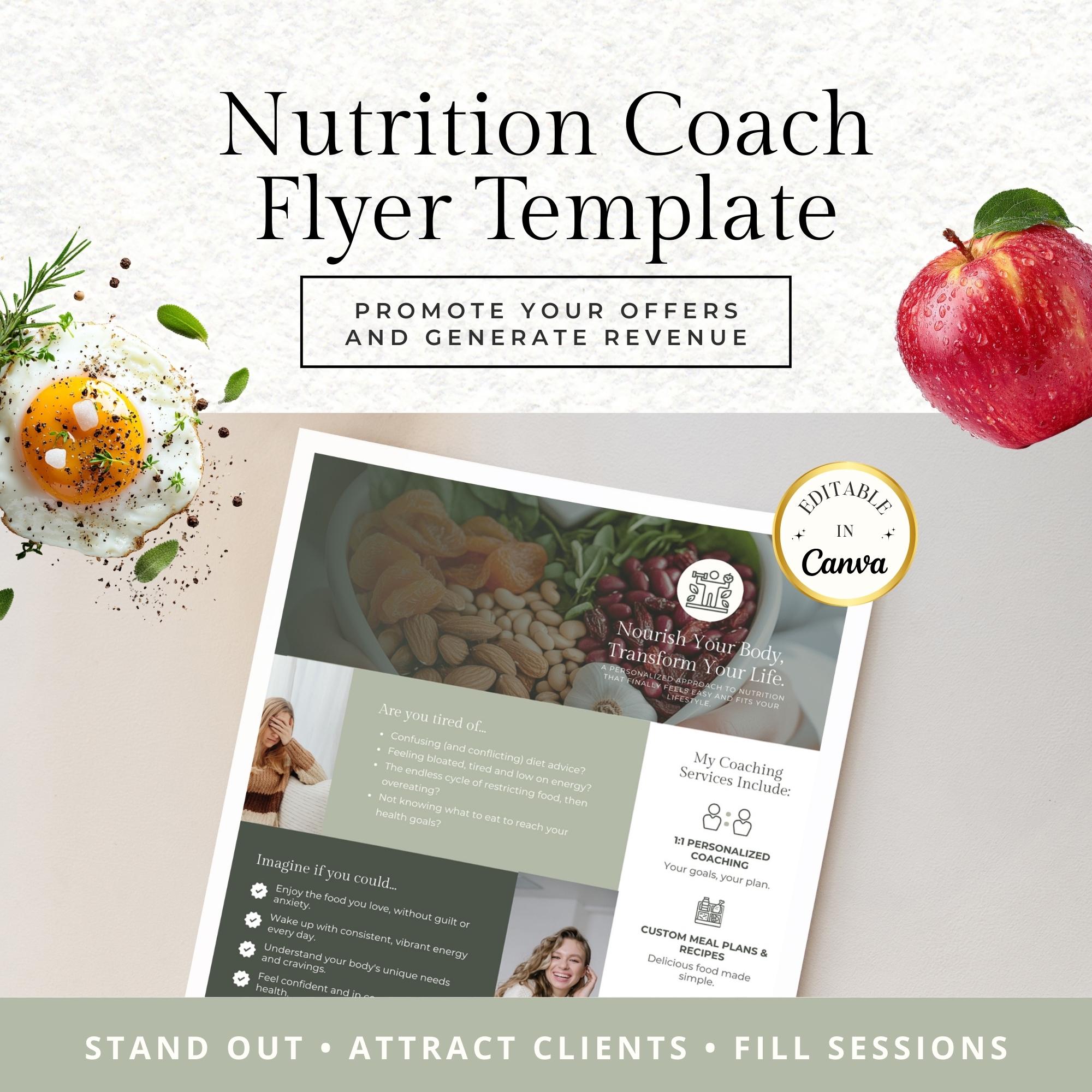 Nutrition Coach Canva Flyer Template, Nutrition Coach Flyer, Health ...