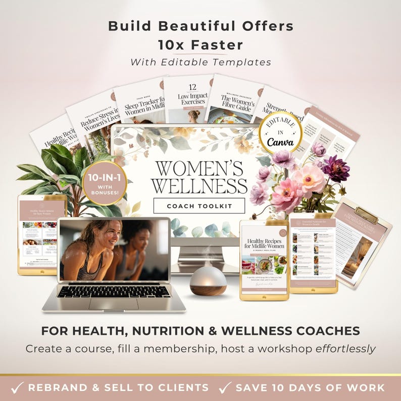 Editable Holistic Wellness Canva Template Bundle | 10 Coaching ...