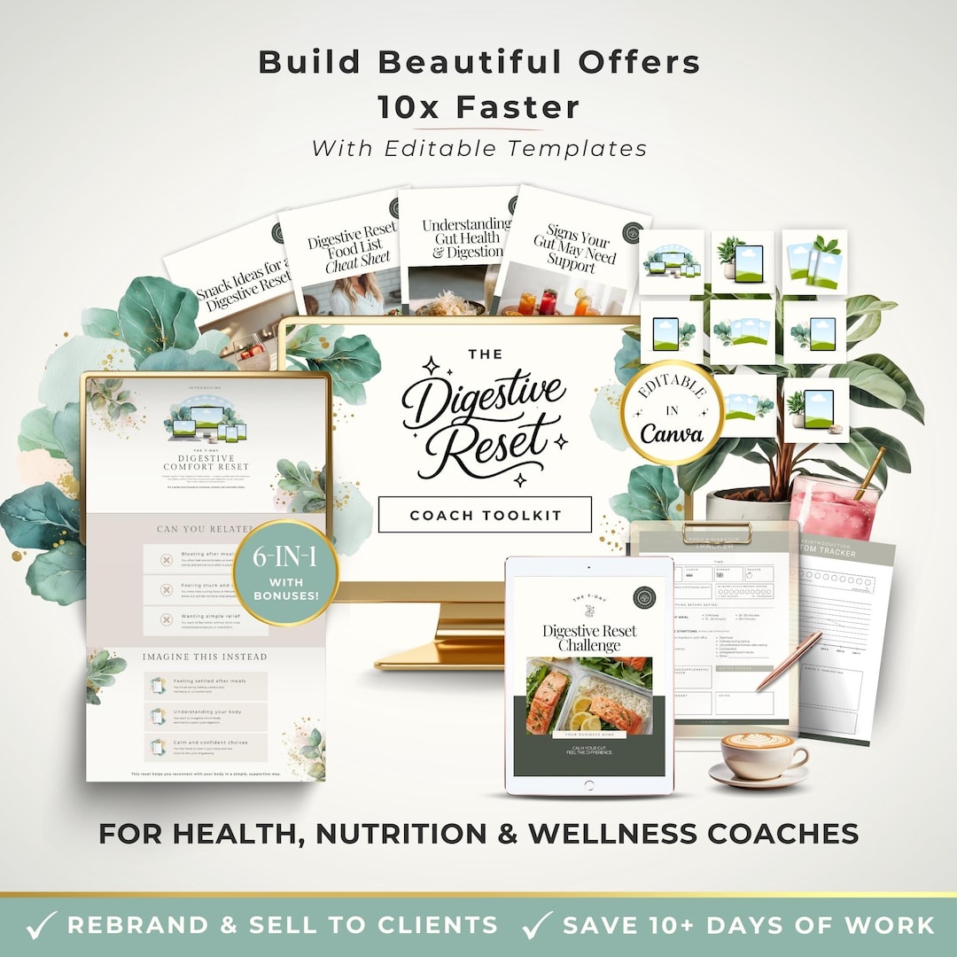 Digestive Reset Coach Toolkit Canva Templates for Wellness Coach Gut ...