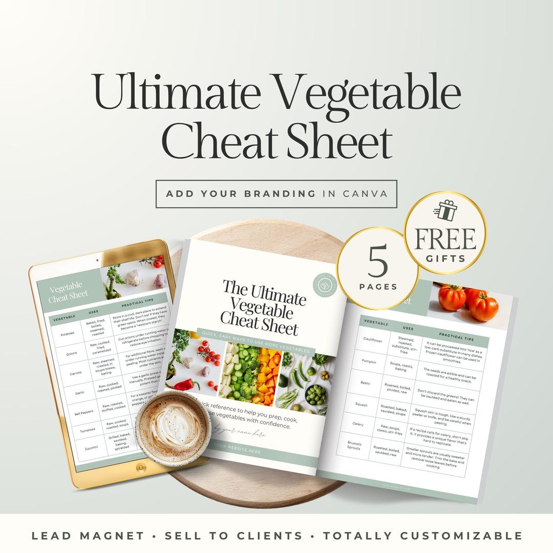 Vegetable Cooking Guide Canva Template for Nutrition & Wellness Coaches ...