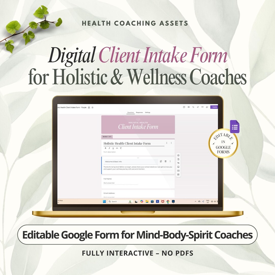 Holistic Coach Intake Form Google Forms Template - Holistic Health ...