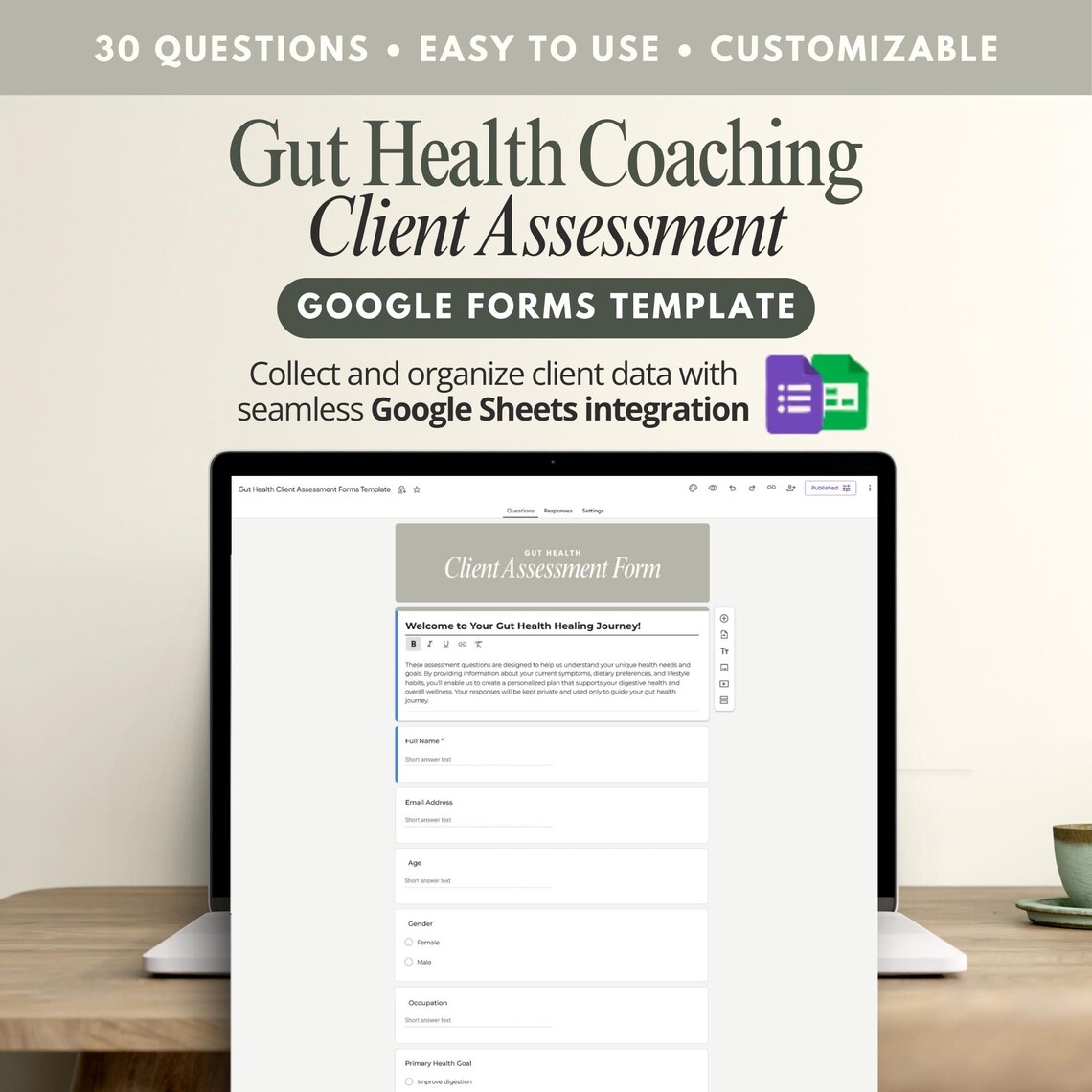 Health Coach Client Intake Form, Gut Health Assessment Google Form ...