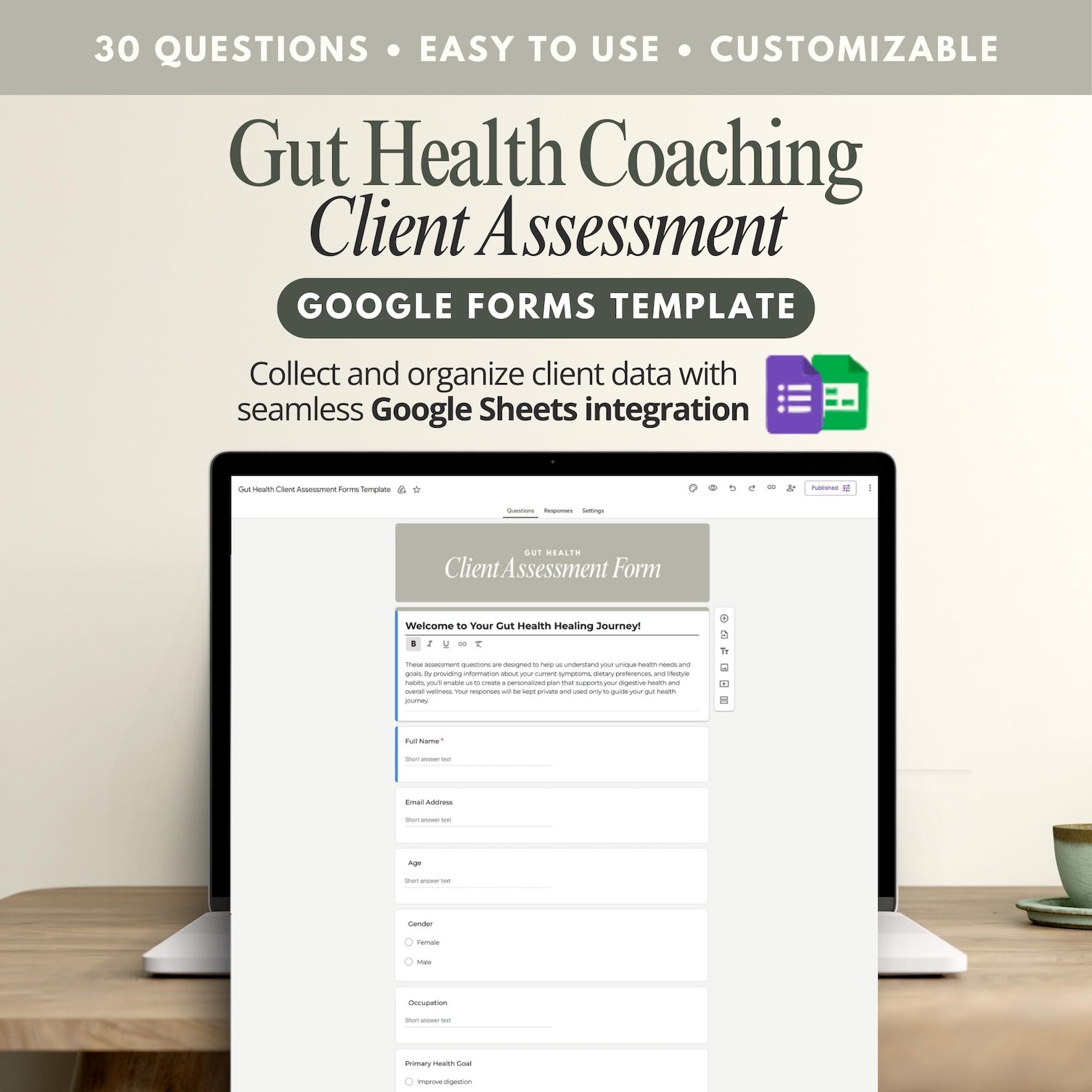 Health Coach Client Intake Form, Gut Health Assessment Google Form ...