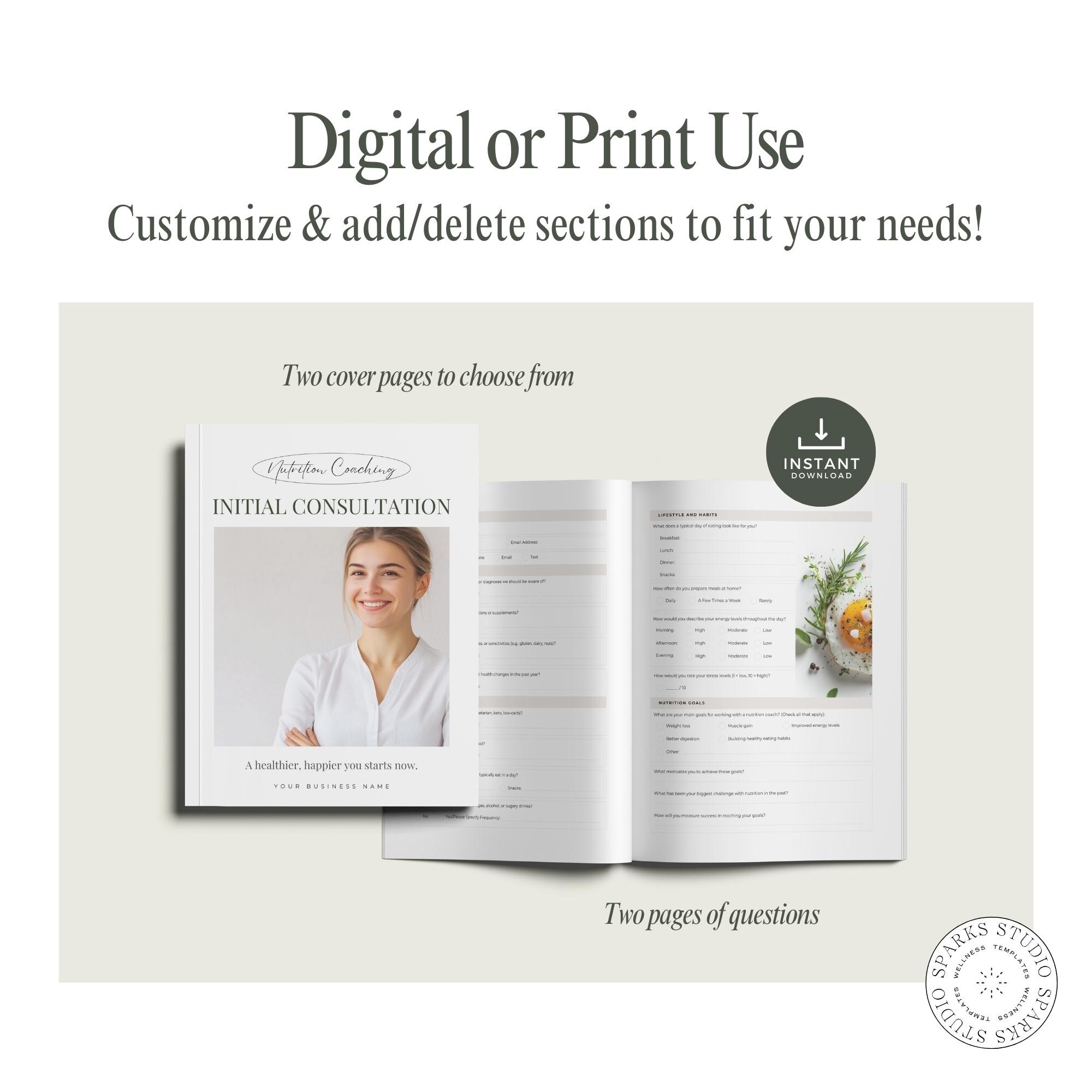 Nutrition Coach Intake Form Client Questionnaire, Health Coach ...