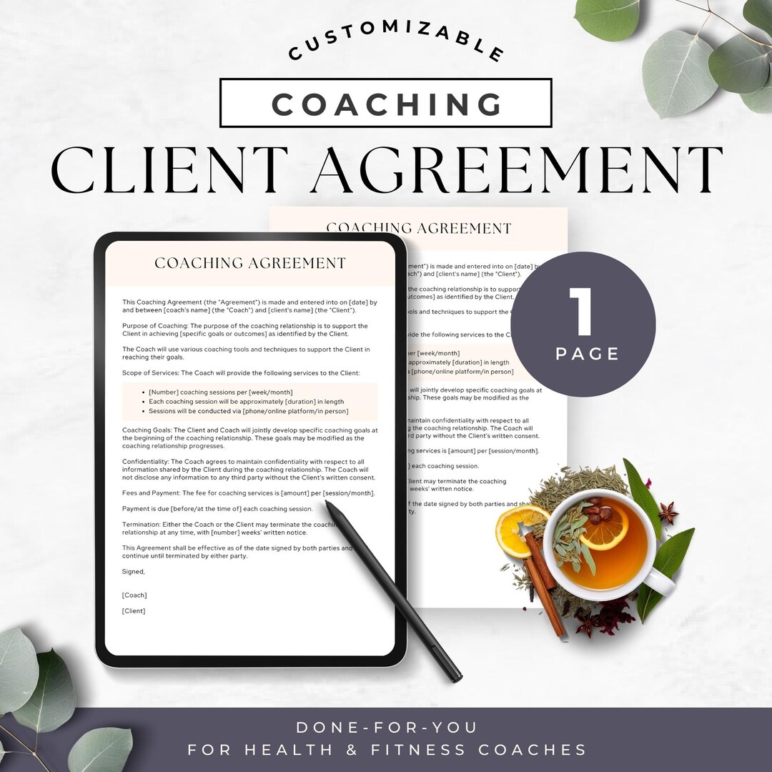 Health Coach Client Agreement Template: Customizable Coaching Contract ...