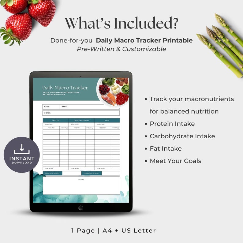 Daily Macro Tracker Canva Template, Editable Nutrition Tracker for ...